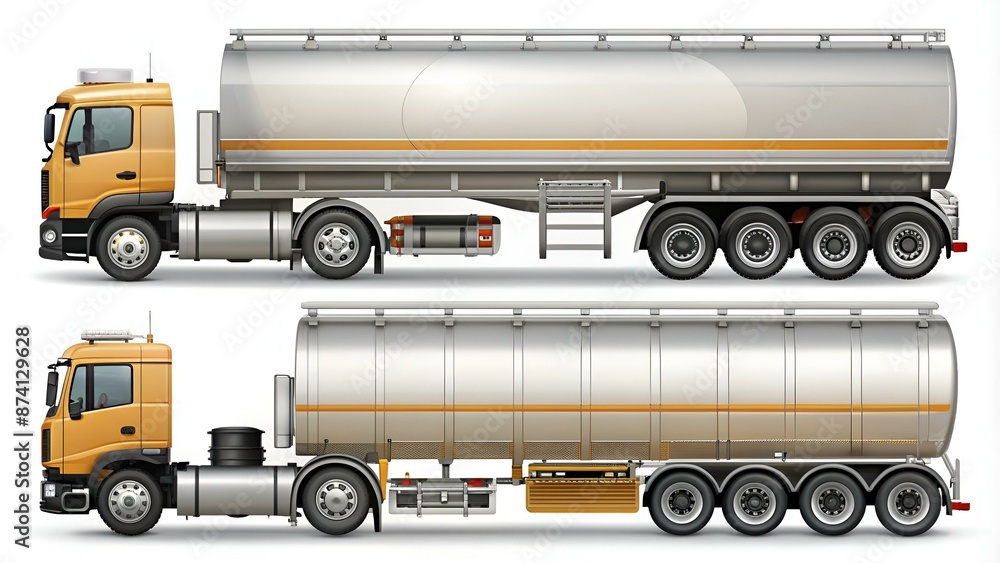 Truck with tank trailer. Tanker car template. The ability to easily ...