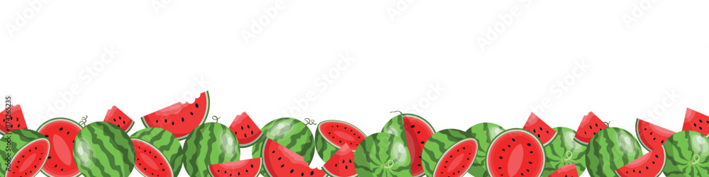 Vector watermelon frame design template Fresh watermelon slices pattern ...
