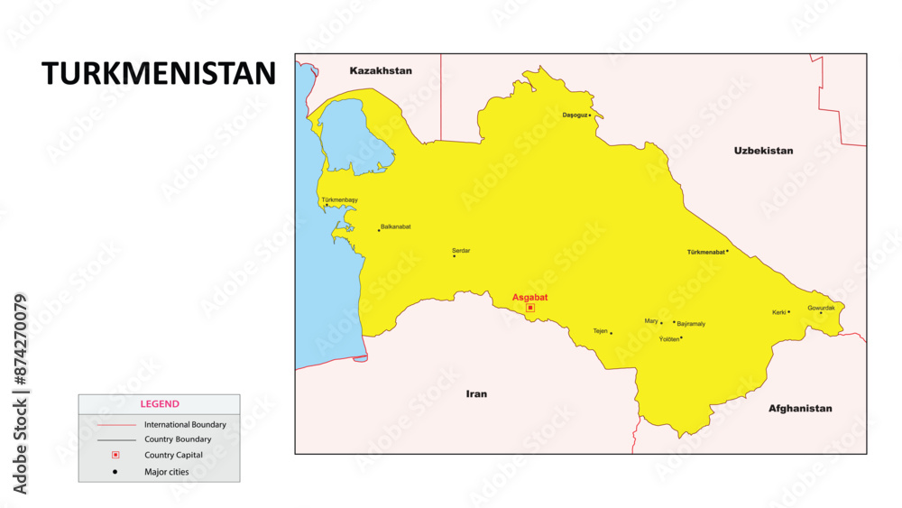 Turkmenistan Map. Major cities in Turkmenistan. Political map of ...