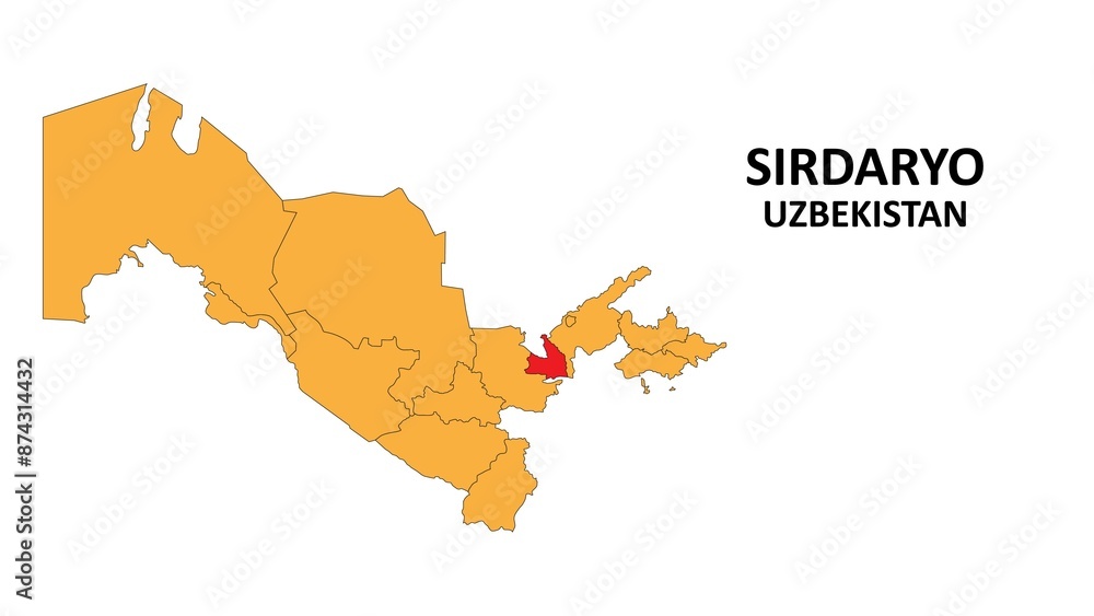 Sirdaryo Map is highlighted on the Uzbekistan map with detailed State ...