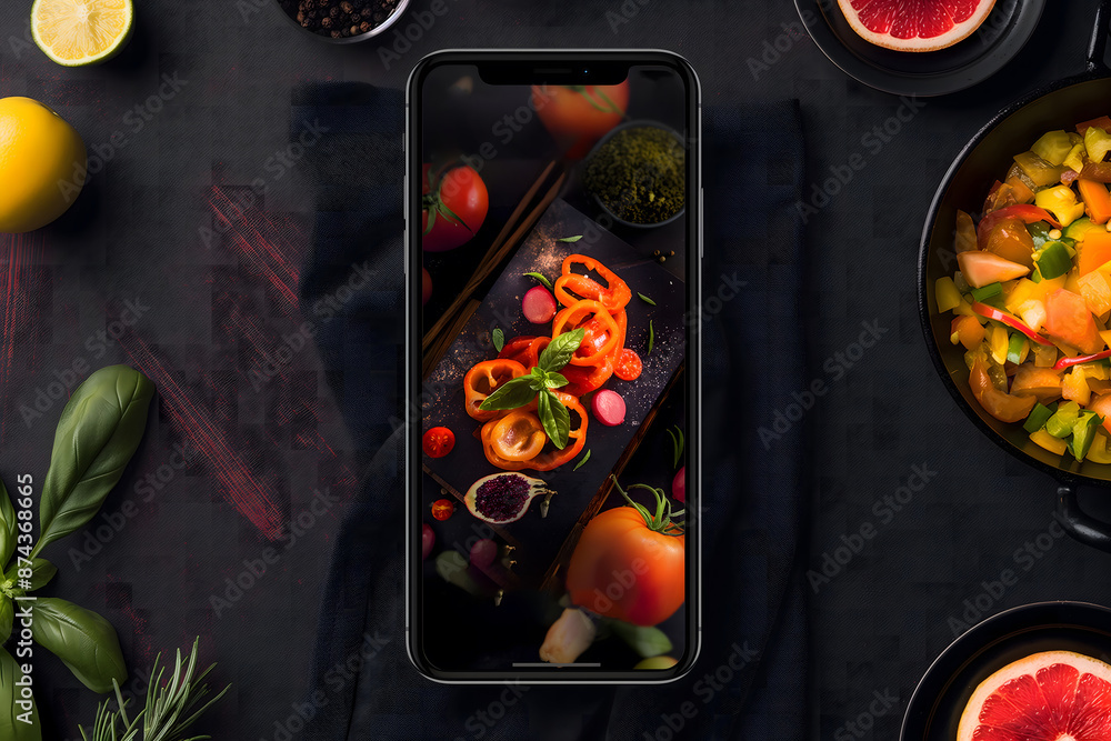 Online Shopping List and Mobile App Marketplace gourmet foods Mock up ...