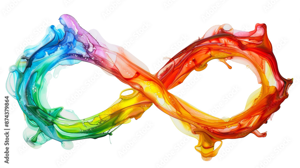 Abstract Colorful Infinity Symbol Liquid Paint Splash Isolated on White ...