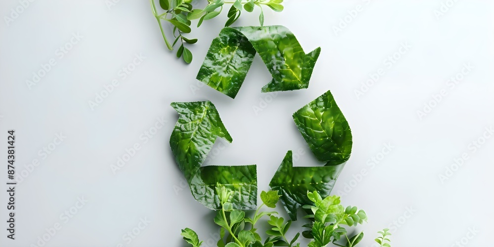 Sustainable Symbolism Green Recycling Icon with Plants Representing ...