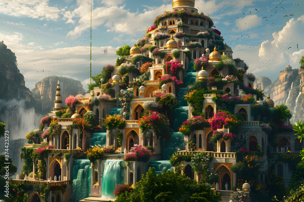 The Hanging Gardens of Babylon, one of the Seven Wonders of the Ancient ...