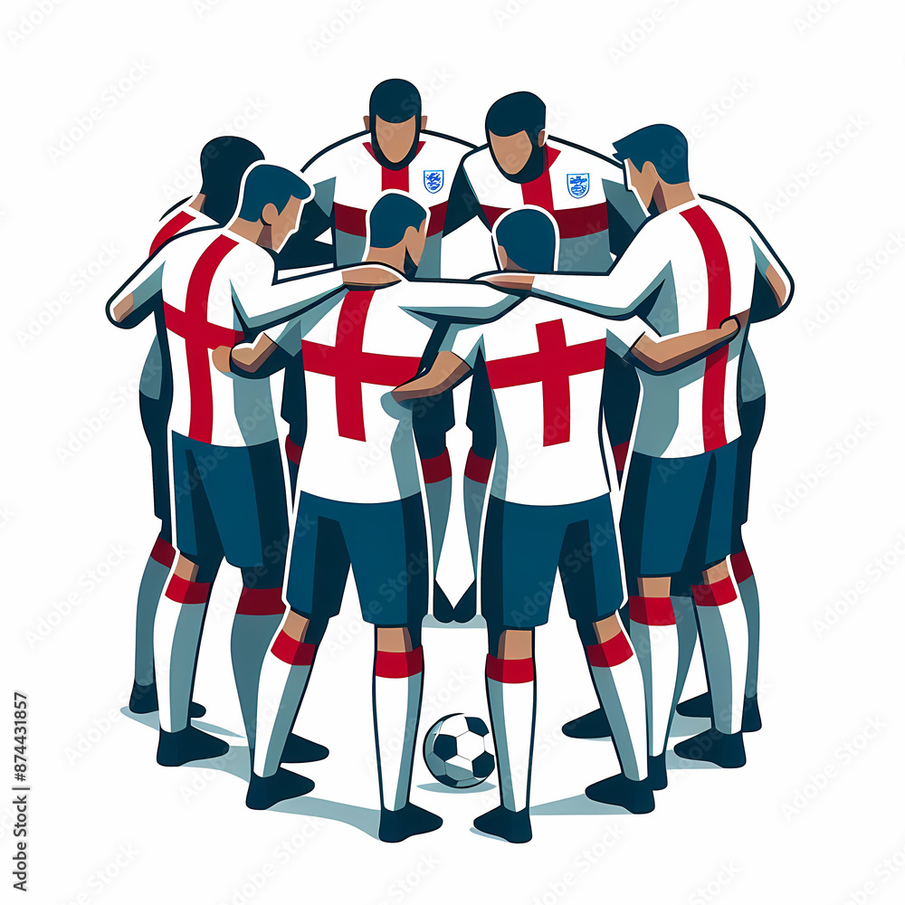 modern simplified design football team huddle players uniforms colors ...