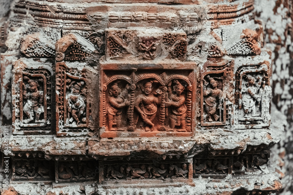 Beautiful details and bas reliefs of ancient Hindu Pancharatna Temple ...