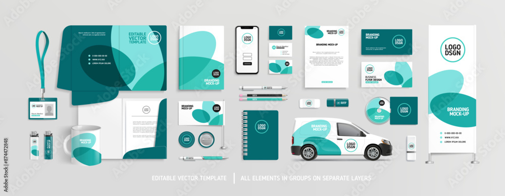 Business Stationery Brand Identity Mockup set with fresh abstract ...
