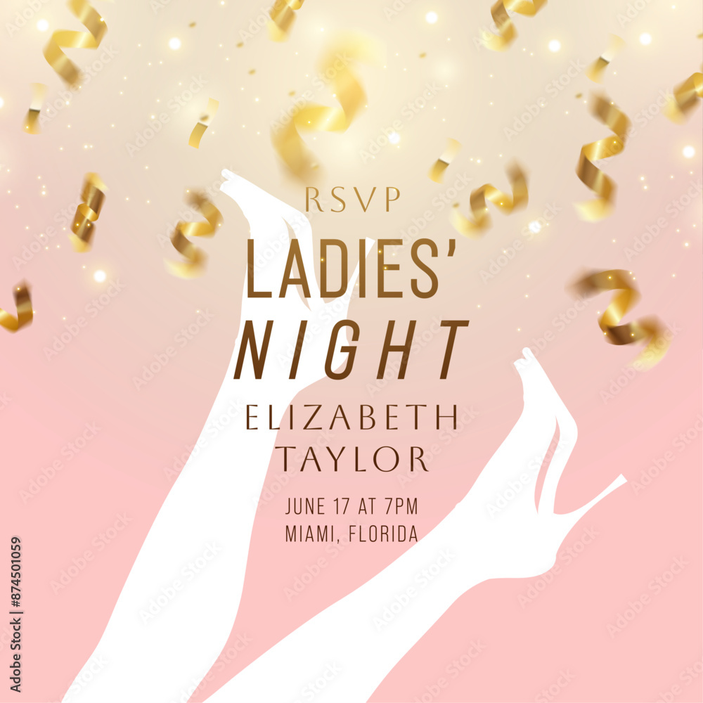 Party invitation poster ladies night. Womens day party. Ladies night ...
