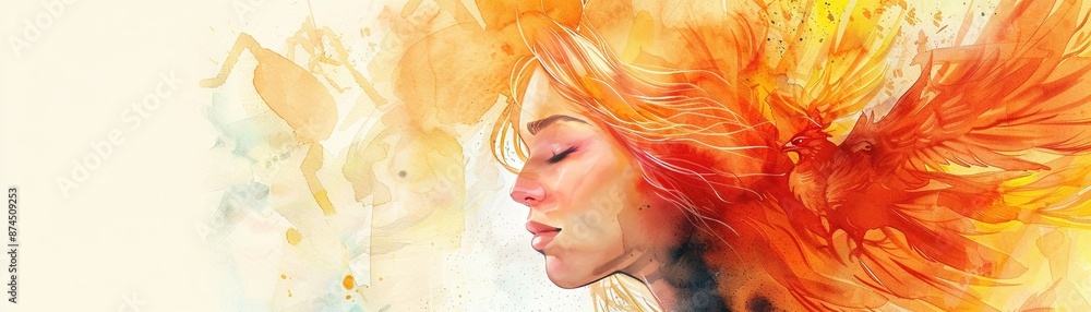 Watercolor woman with phoenix wings, International Day of Elimination ...