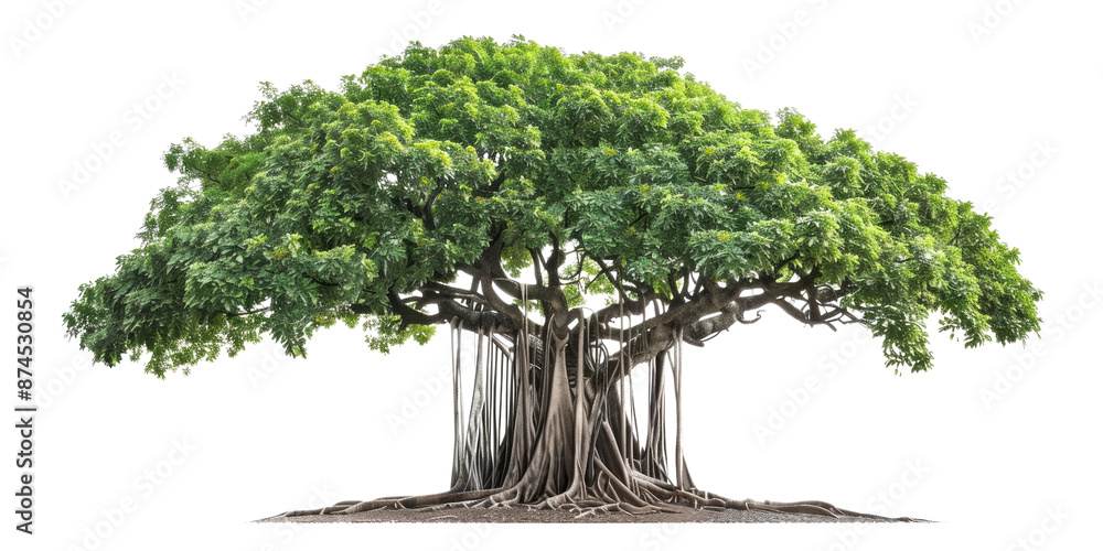 Green realistic huge tall wide Banyan tree cut out, isolated ...