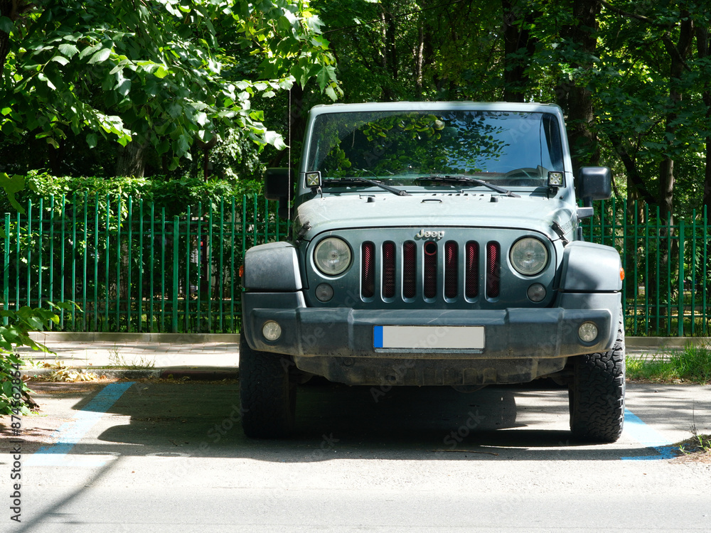 Bucharest, Romania - June 5, 2024: Front view of 4x4 Jeep Wrangler ...