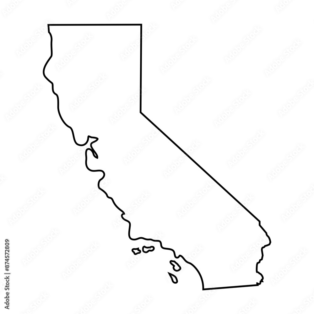 California Map Minimal vector illustration, symbol, outlined ...