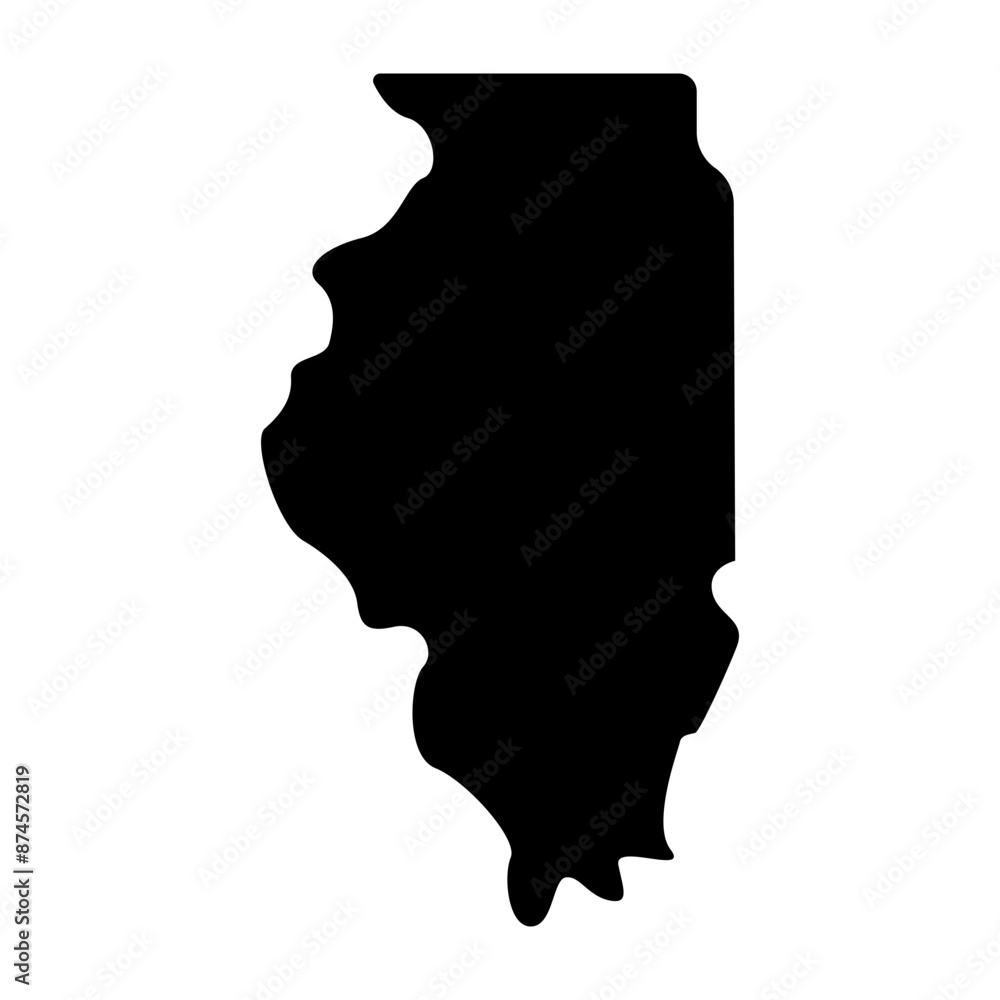 Illinois map minimal vector illustration, symbol, outlined, silhouette ...