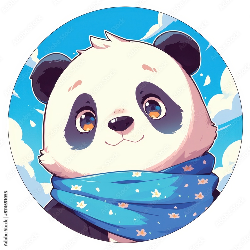 Cute panda wearing a blue scarf, cartoon avatar, profile picture ...