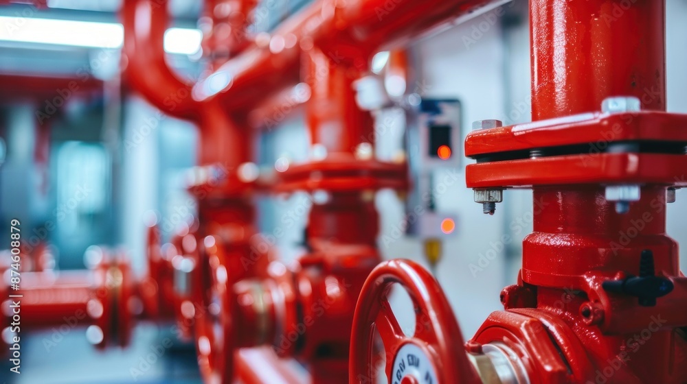 Red Fire Sprinkler System Pipes Stock Illustration | Adobe Stock