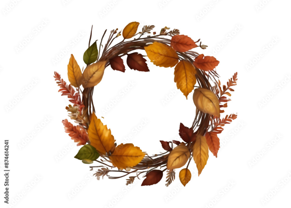 Beautiful autumnal leaves frame isolated on transparent background. png ...