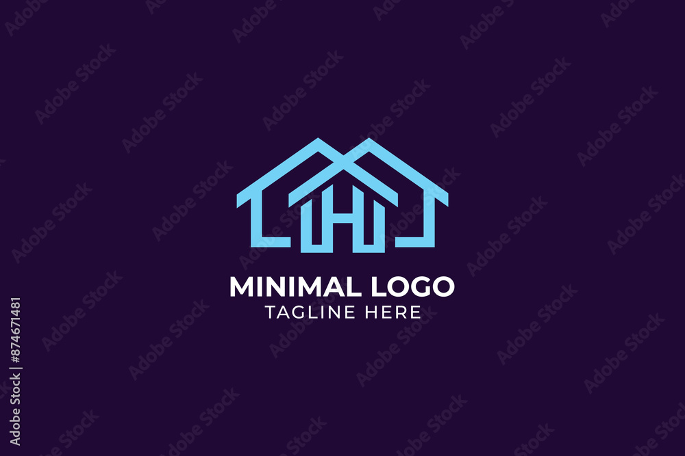 letter HC construction logo, letter HC minimal building office line ...