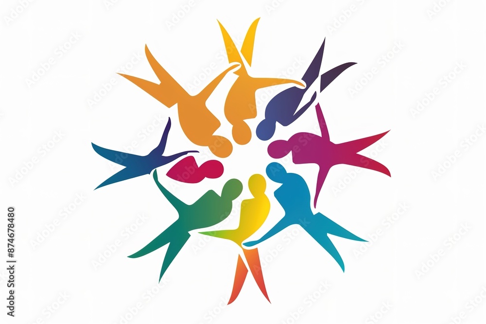 Logo design, five people reaching out to each other in the shape of an ...