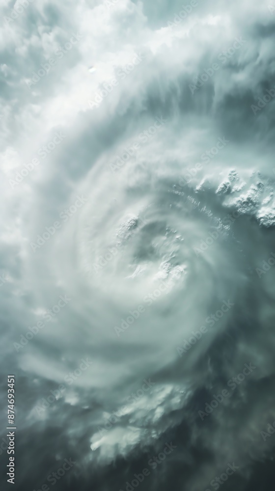 Vertical orientation phone background of a hurricane, from top-down ...