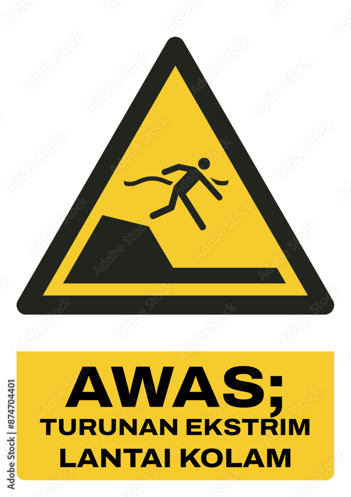 ISO warning safety signs in indonesian_awas; turunan ekstrim lantai ...