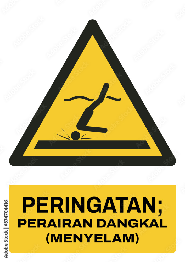 ISO warning safety signs in indonesian_peringatan, perairan dangkal ...