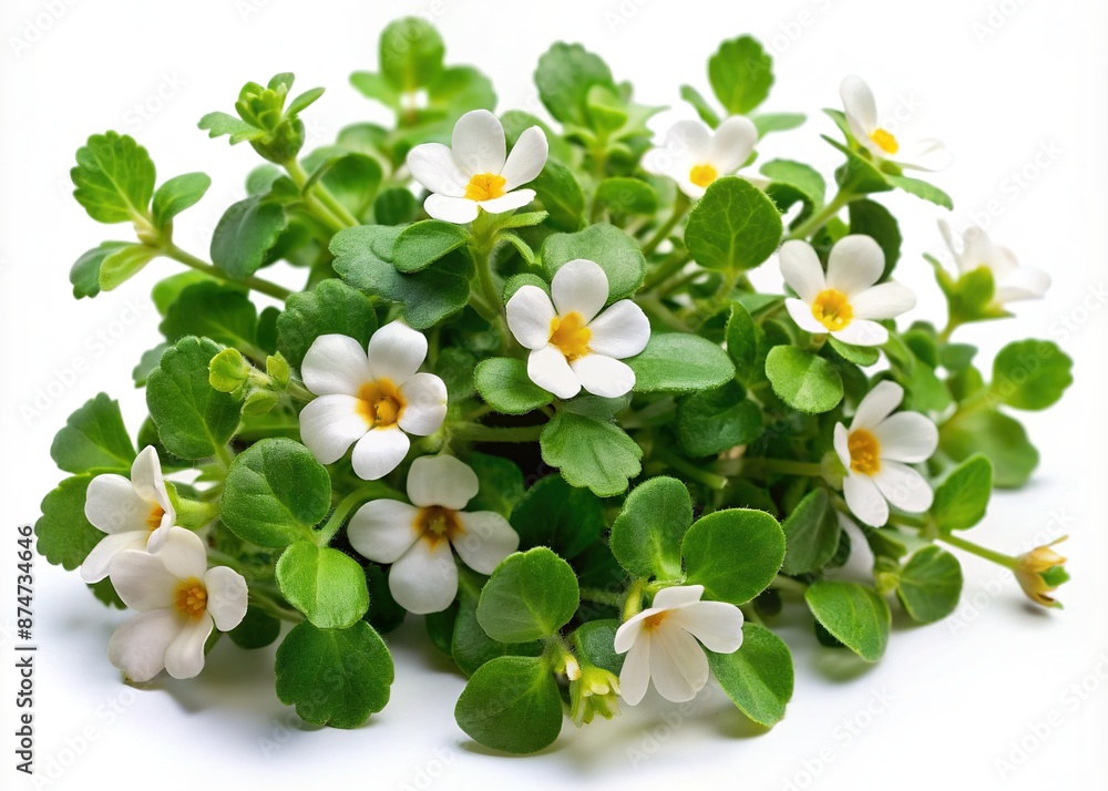 Isolated on transparent background, a single Bacopa herb with delicate ...
