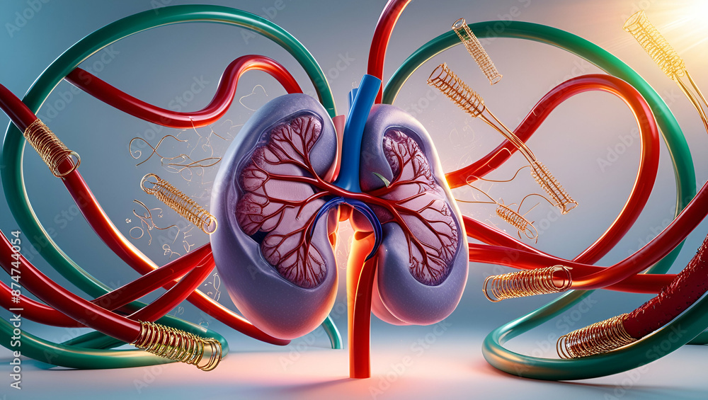 Human kidneys anatomy inside and outside. Internal organ icon on white ...