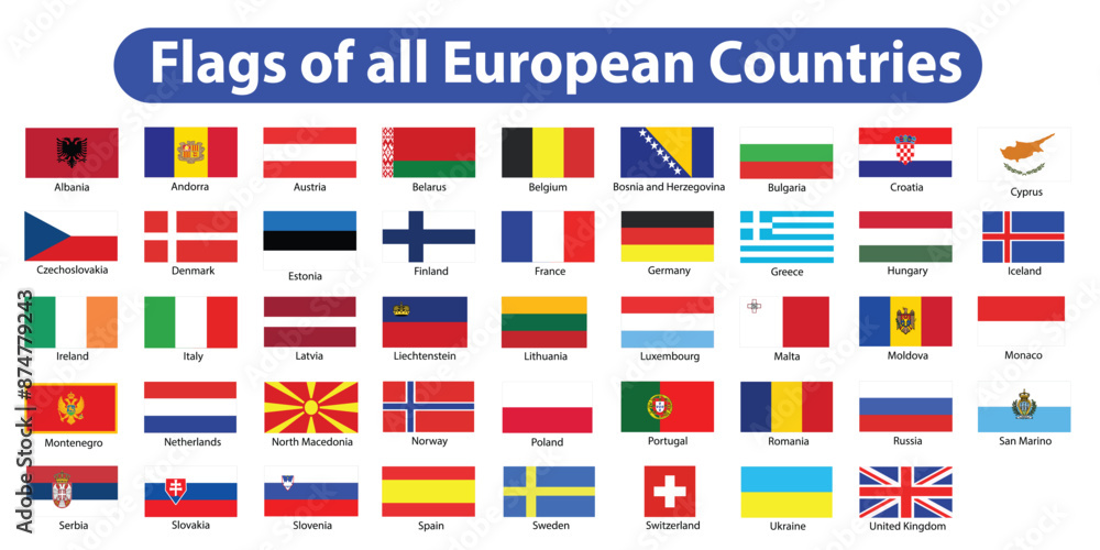 All national flags of the world. Country flags with name. Countries ...