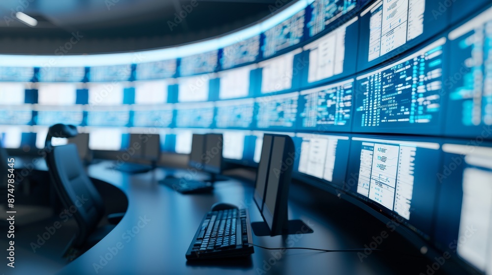 Control room for logistics planning, sophisticated management systems ...