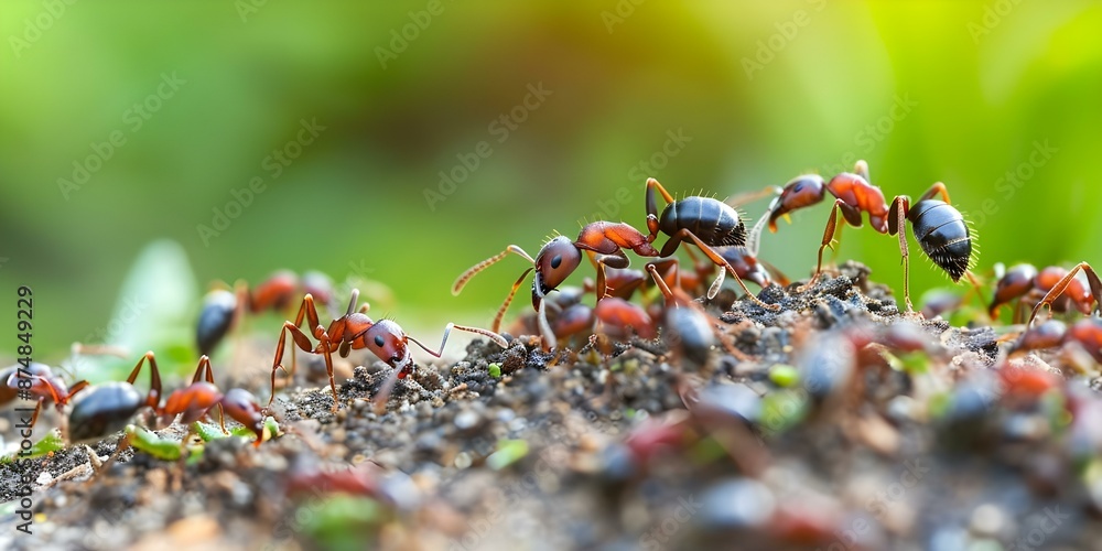 Ant colonies teeming with activity ants constructing nests, foraging ...