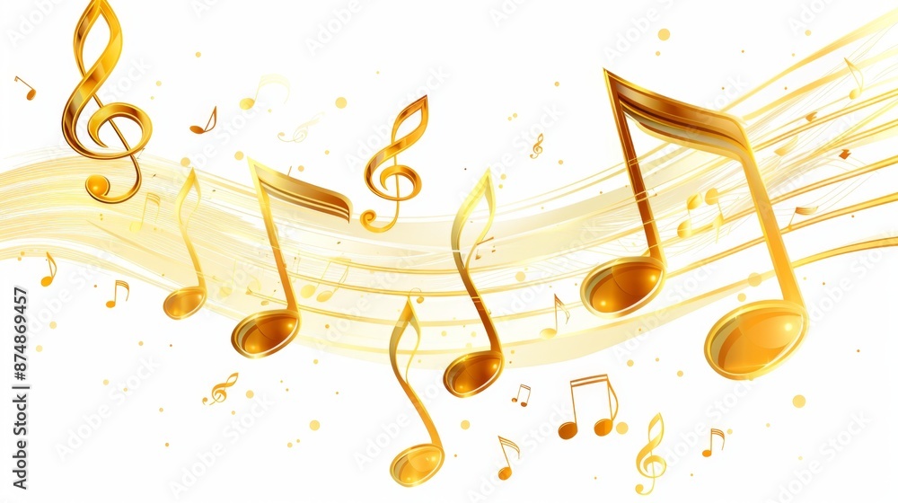 Glowing Gold Music Notes Clipart - Cartoon Illustration of Shiny ...