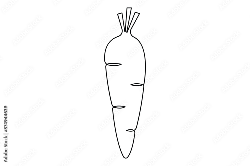 Simple carrot in continuous one line art drawing design, Growing carrot ...