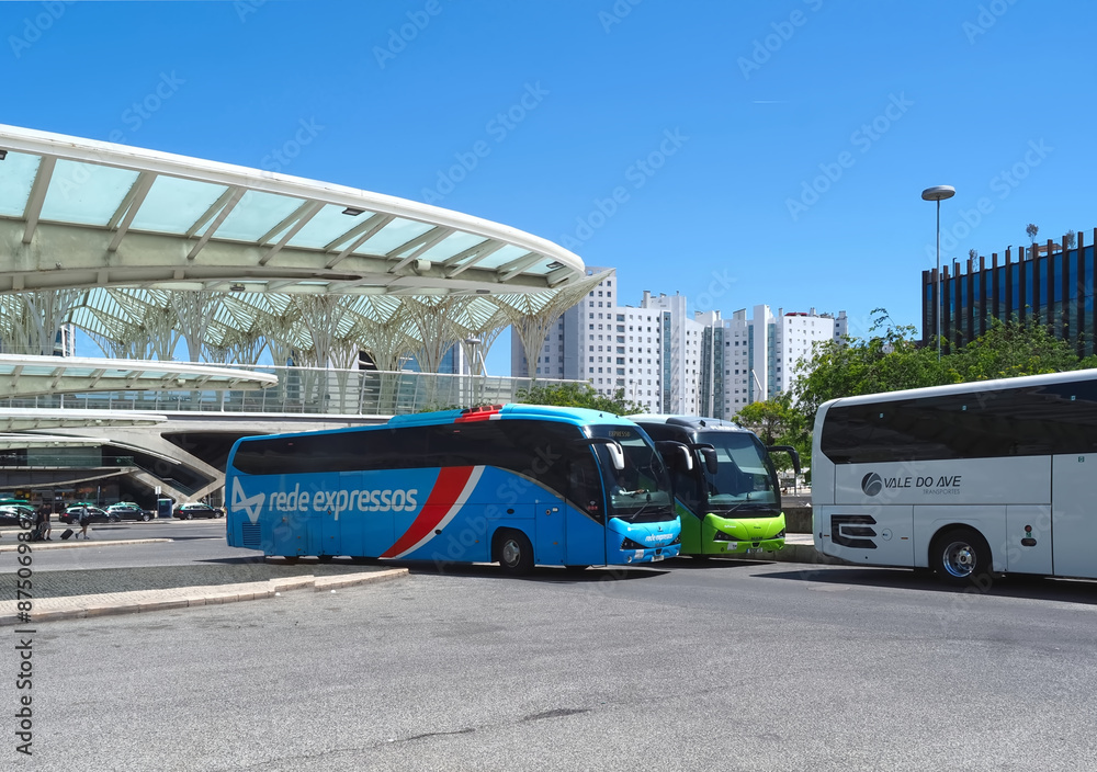 Oriente bus station in Lisbon Portugal with rede expressos buses Stock ...