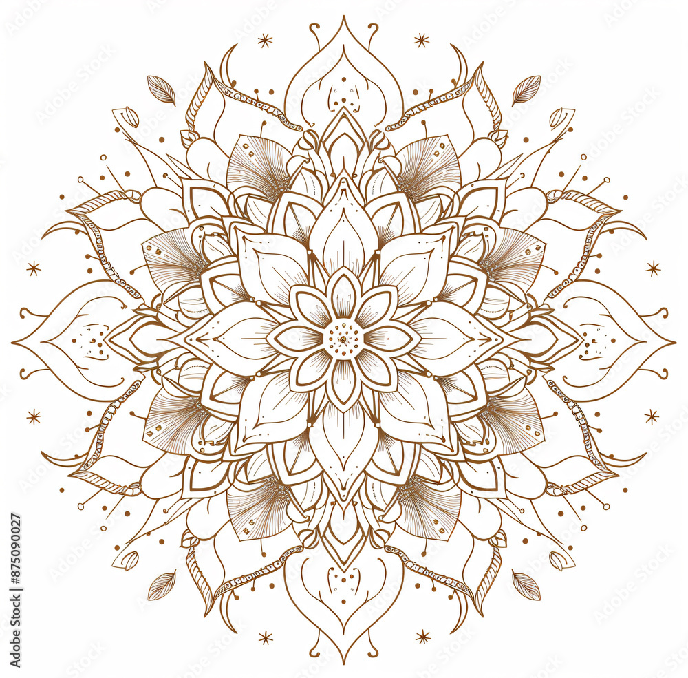 Mandala, simple line drawing for coloring book, no shading, white ...