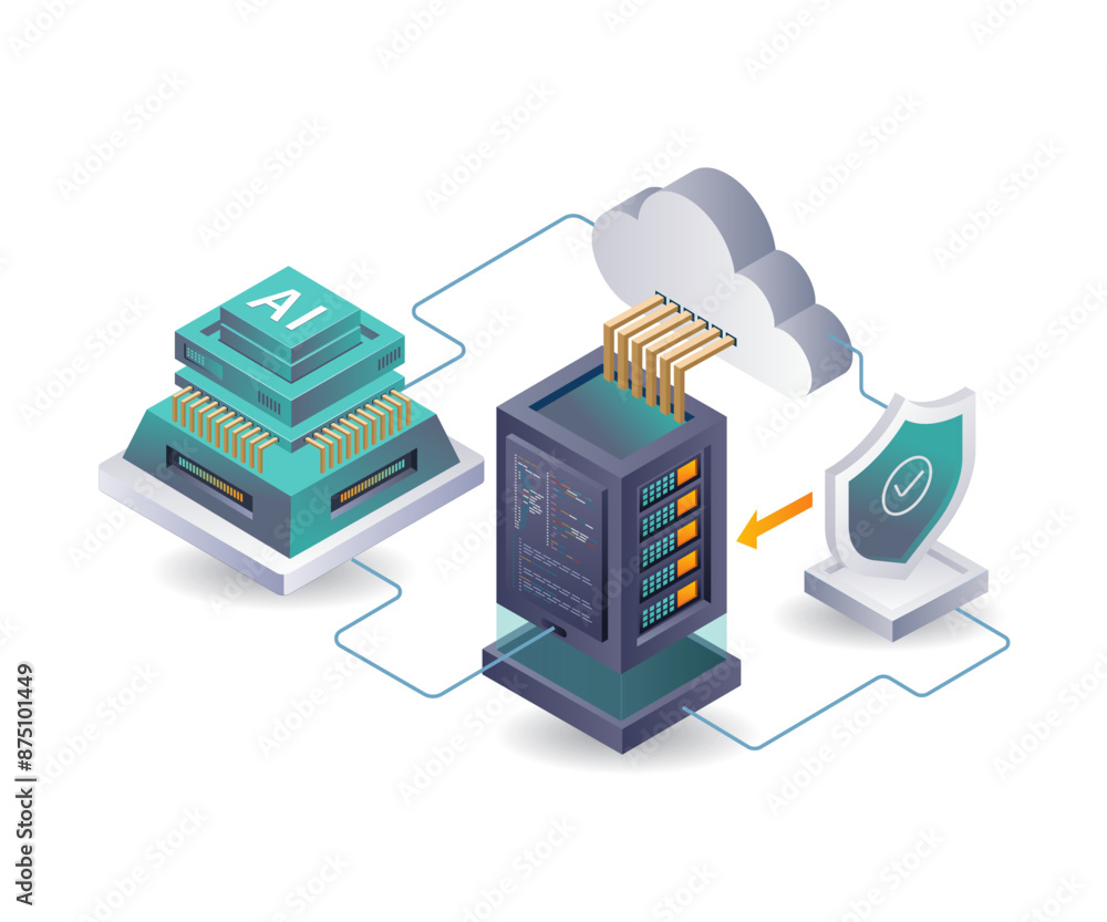 System for analyzing cloud server data security using artificial intelligence Stock Vector ...
