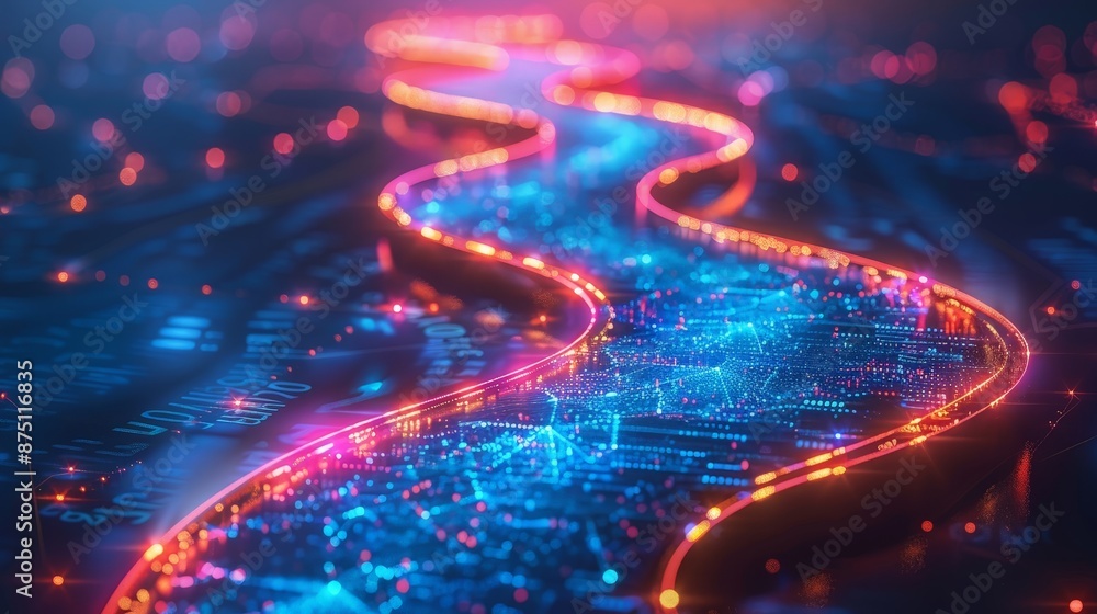 Digital image illustration of A digital transformation roadmap with key ...