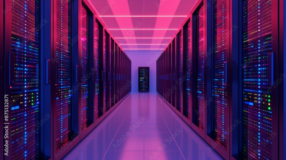 Ilustración de Stock Detailed IT infrastructure artwork with secure ...