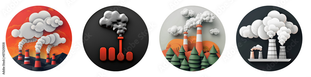 Carbon Emission clipart collection, symbol, logos, icons isolated on ...
