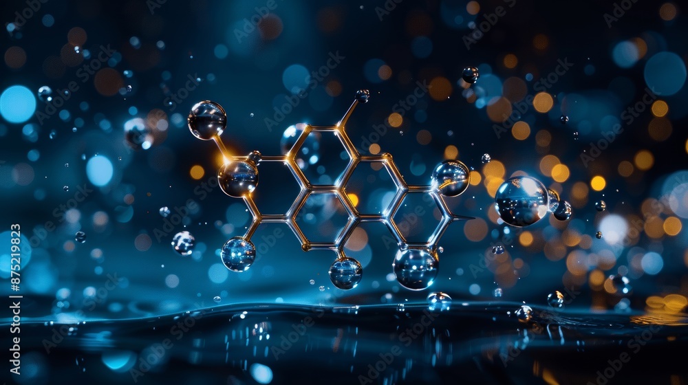 A scientific diagram showing the chemical formula for water (H2O), with ...