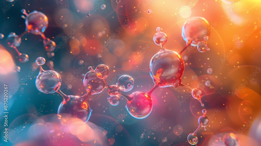 An artistic representation of a molecule interacting with other ...