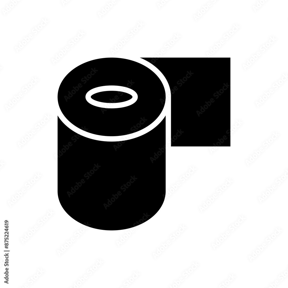 paper roll icon, silhouette vector isolated on white background. simple ...