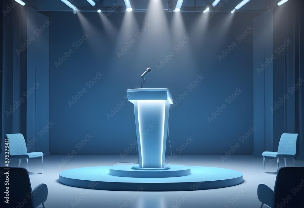 A grand, ornate podium or lectern made of wood and gold-colored ...
