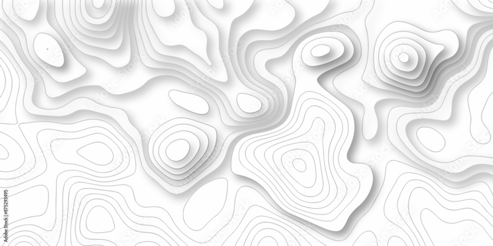 Vector white wave line geography landscape Topo contour map on white ...