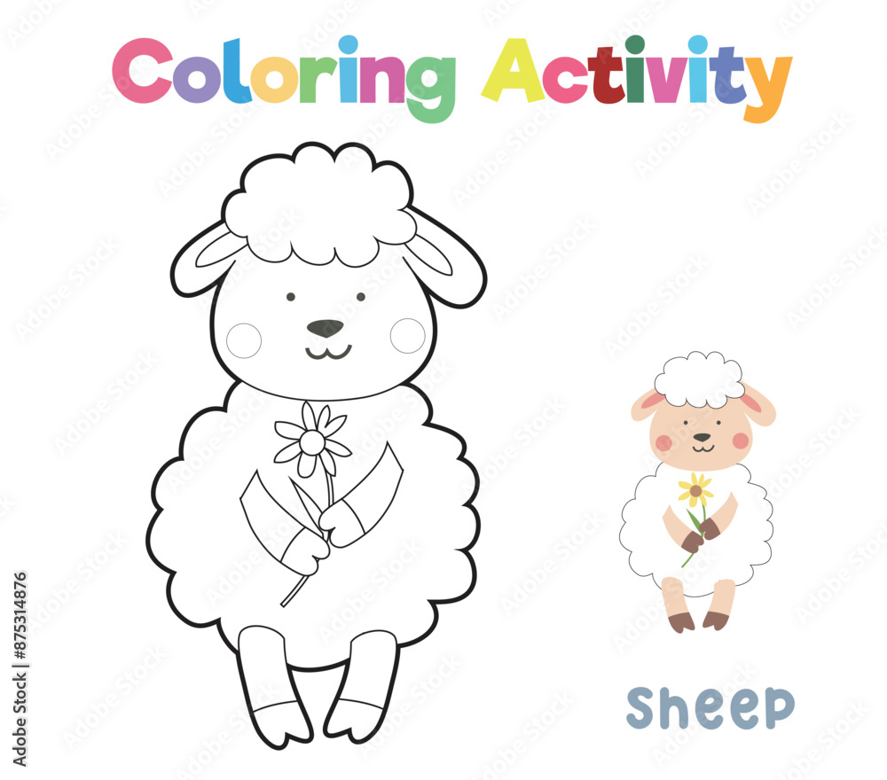 Coloring worksheet page. Coloring animal activity page. Educational ...