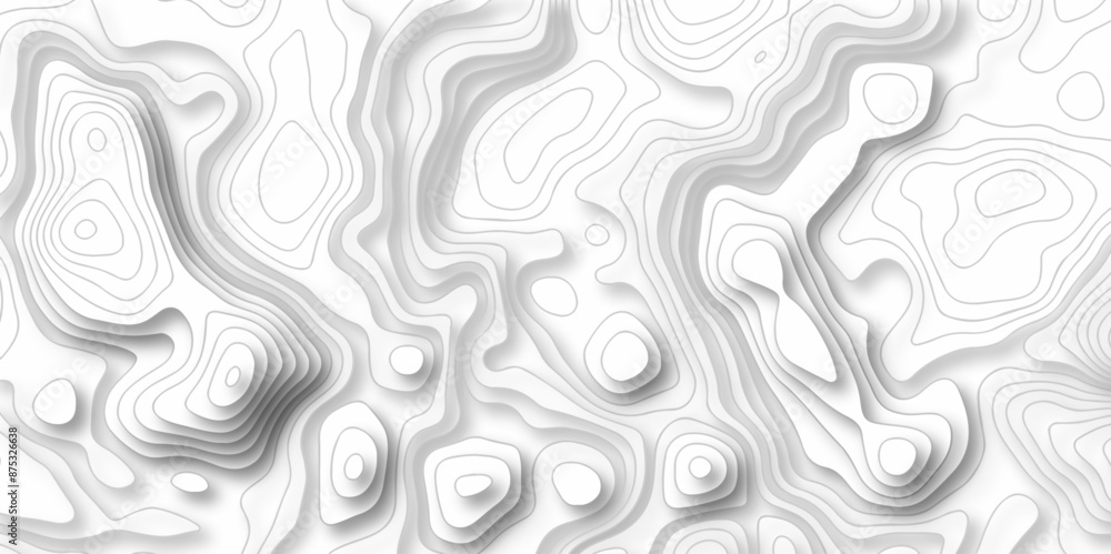 Vector white wave line geography landscape Topo contour map on white ...