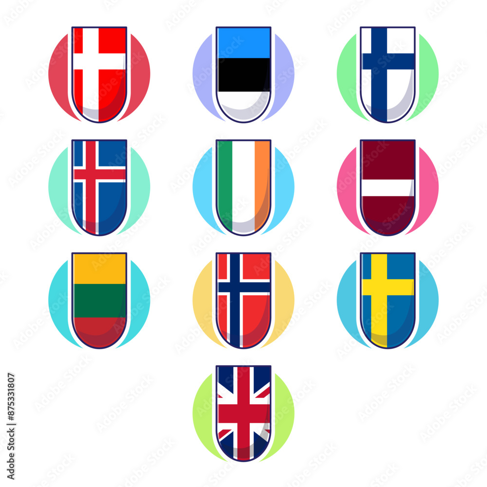 Design cartoon of European countries flags vector suitable used for ...