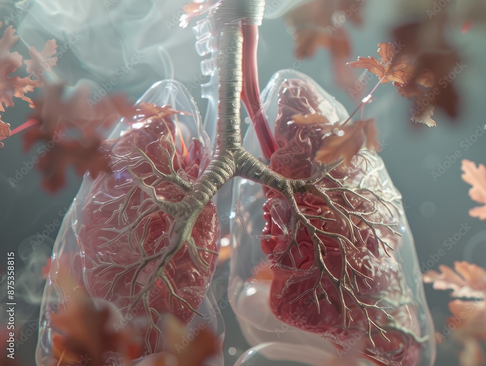 Foto de Stock Image showing lung with fluid obstruction illustrating ...