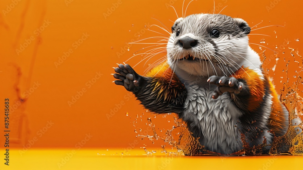 Charming otter emerges playfully from the water. Creating a delightful ...