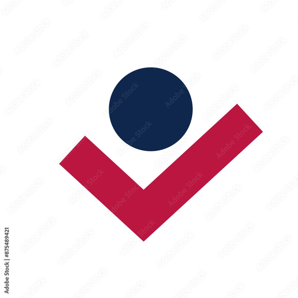 Red and blue V vote check person single flat icon editable EPS vector ...