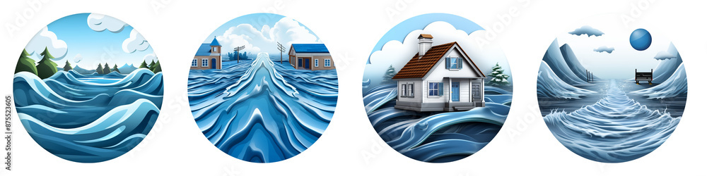 Flooding clipart collection, symbol, logos, icons isolated on ...